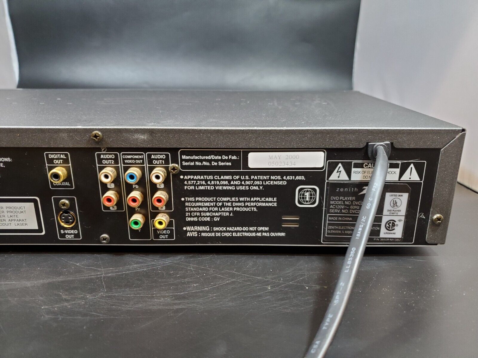 Zenith DVC 2250 DVD Digital Versatile Disc Player with Remote (Works ...