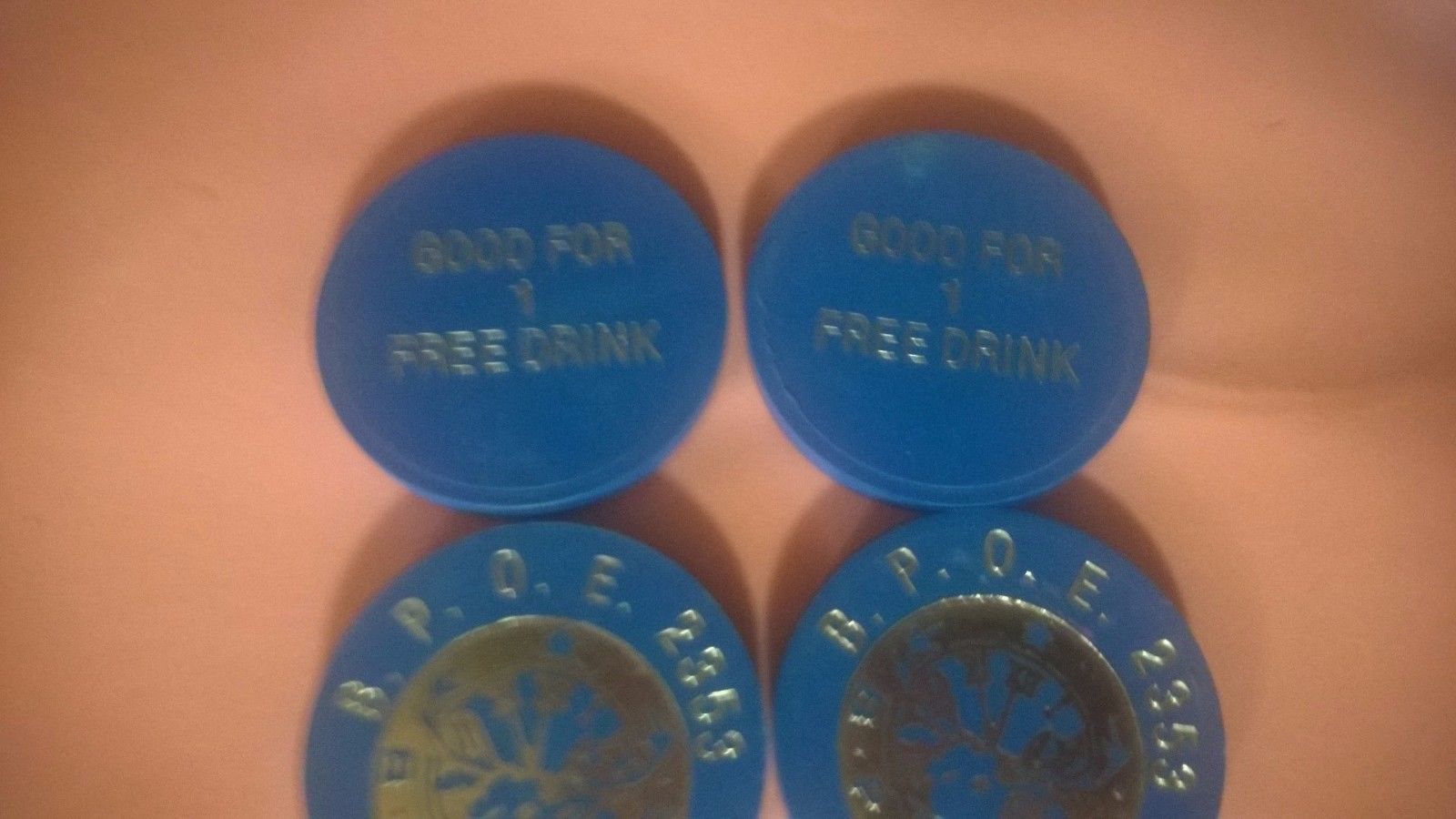 4 B.P.O.E. 2353 Drink Tokens (Blue) - Elks