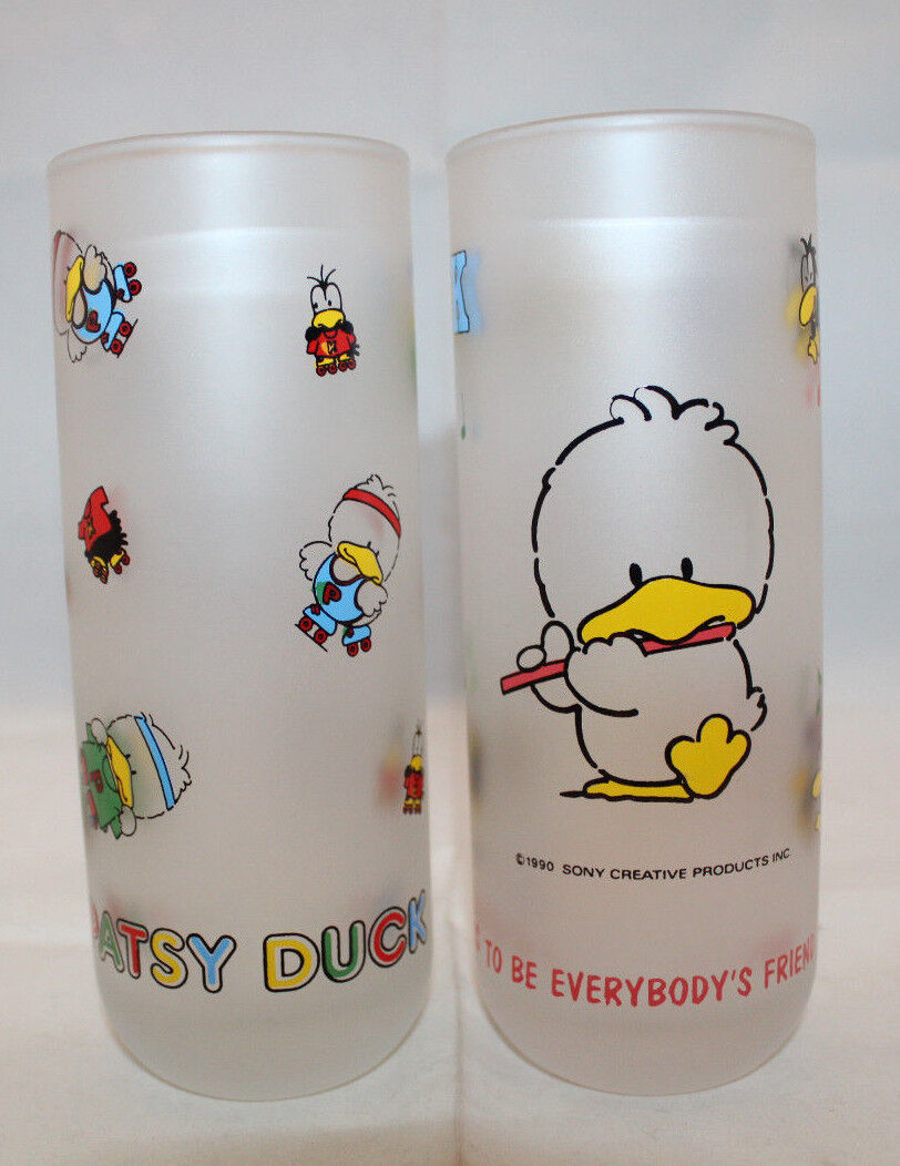 Patsy Duck Sony Creative Products Inc Set of 2 Tall Frosted Glass 1987 ...