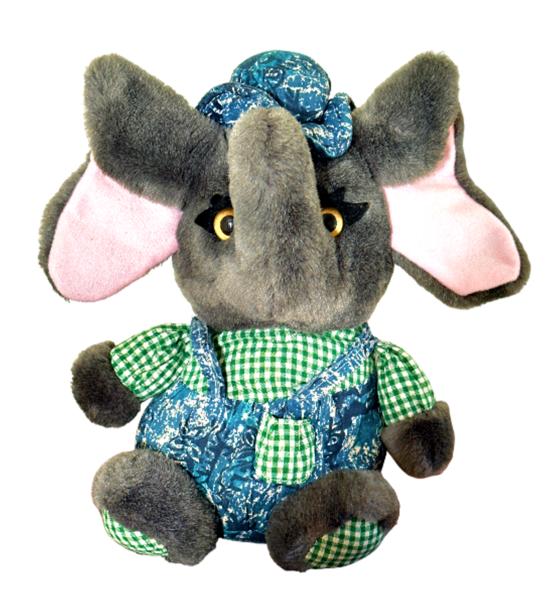 Vintage Kuddle Me Kellytoy Elephant Stuffed Animal Plush 11" Blue Green ...