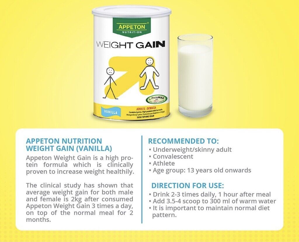 Appeton Nutrition Weight Gain Powder Adults Vanilla Flavor 900g DHL ...
