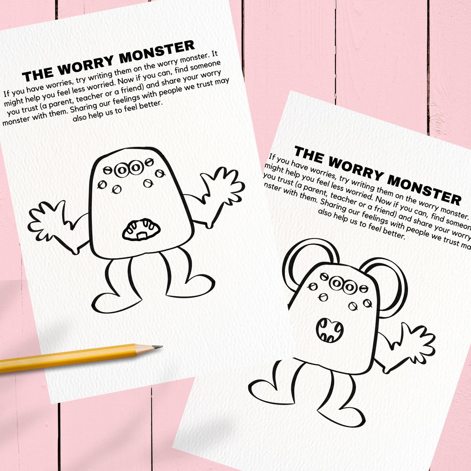 Printable Worry Monster for kids / Anxiety worksheets for children ...