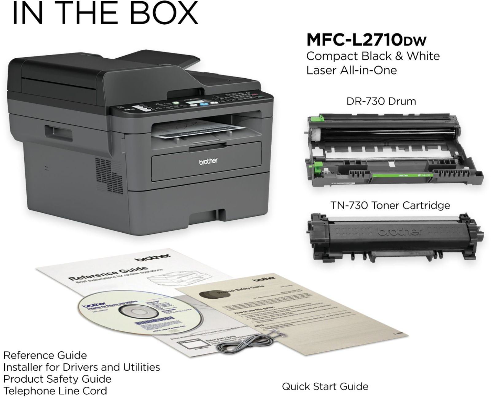 Brother MFC L2710DW B/W Laser Printer All in One with WiFi PLus Extra ...