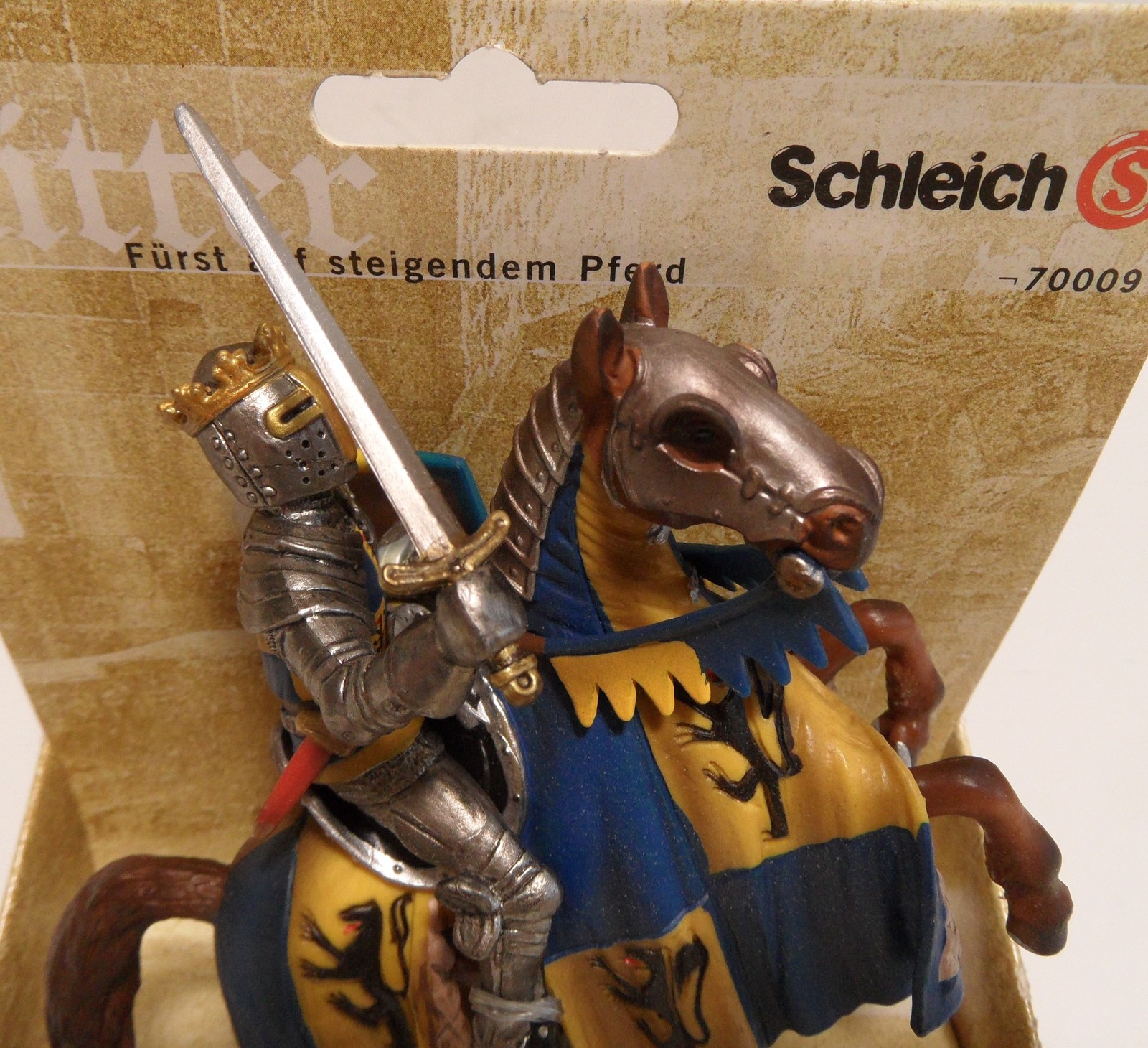 Schleichl Ritter Prince on Reared Up Horse Gold Blue Action Figure Ret ...
