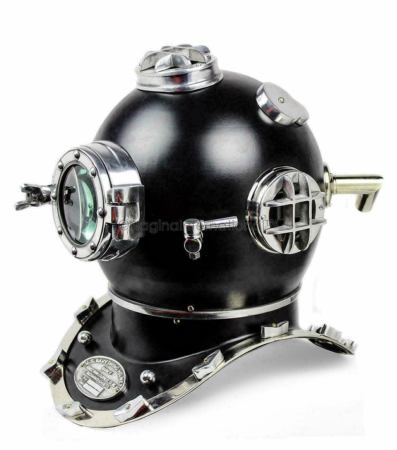 Antique 18" Scuba Diving Helmet Ship's Decorative Helmet Vintage Nickel ...