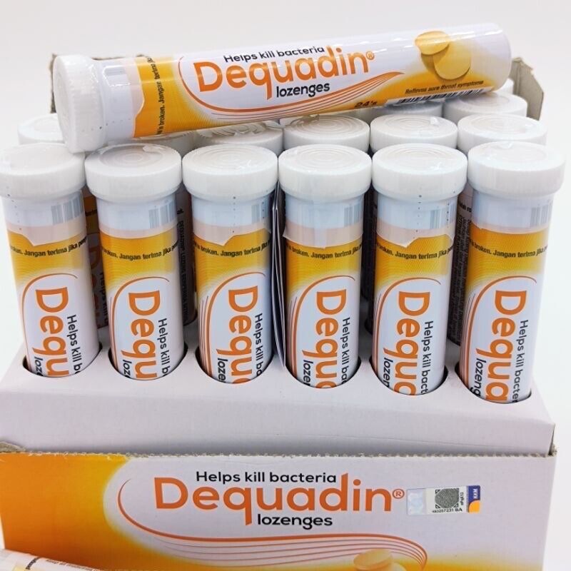 12 Tubes Sore Throat & Mouth Infection Dequadin Lozenges Orange Flavor ...