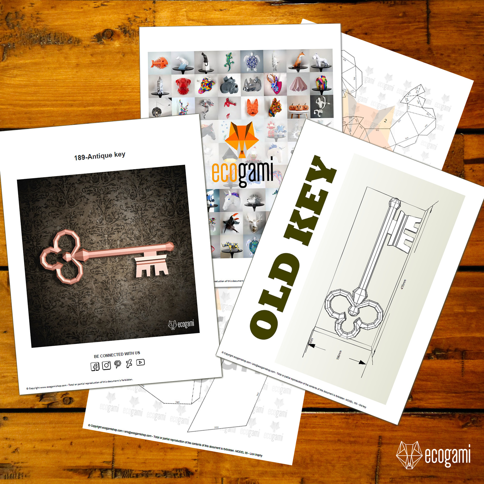 Old key papercraft template - Digital Art