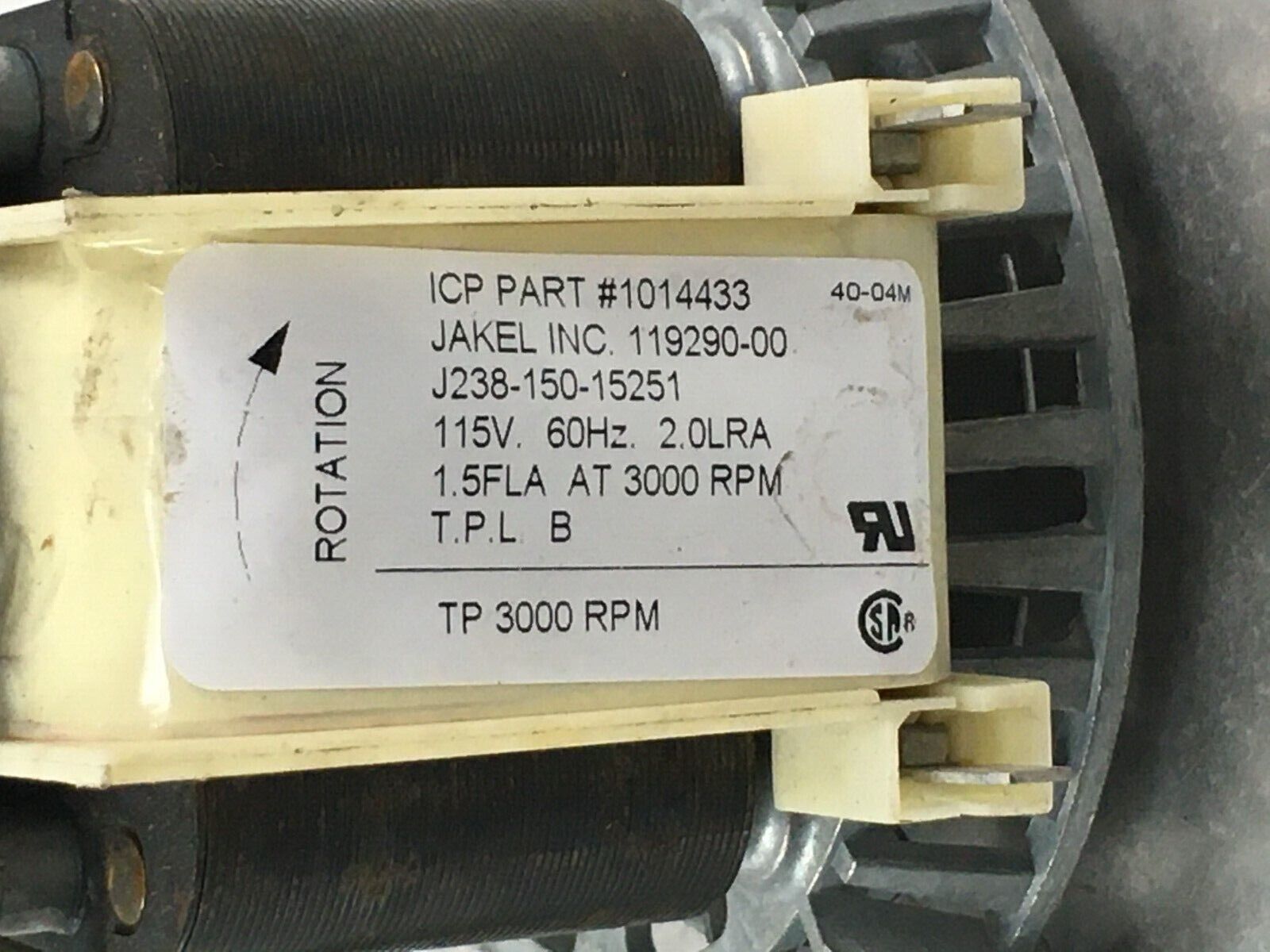 JAKEL J238-150-15251 Draft Inducer Blower Motor ICP 119290-00 1014433 ...
