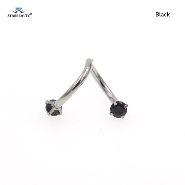 Starbeauty 1.2*8mm S Shape Round Gem Tragus Helix Piercing Oreja Labret ...