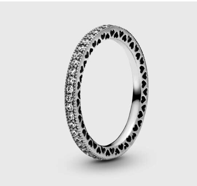 Genuine Sterling Silver Pandora Sparkle & Hearts Ring Size 6 190963CZ ...