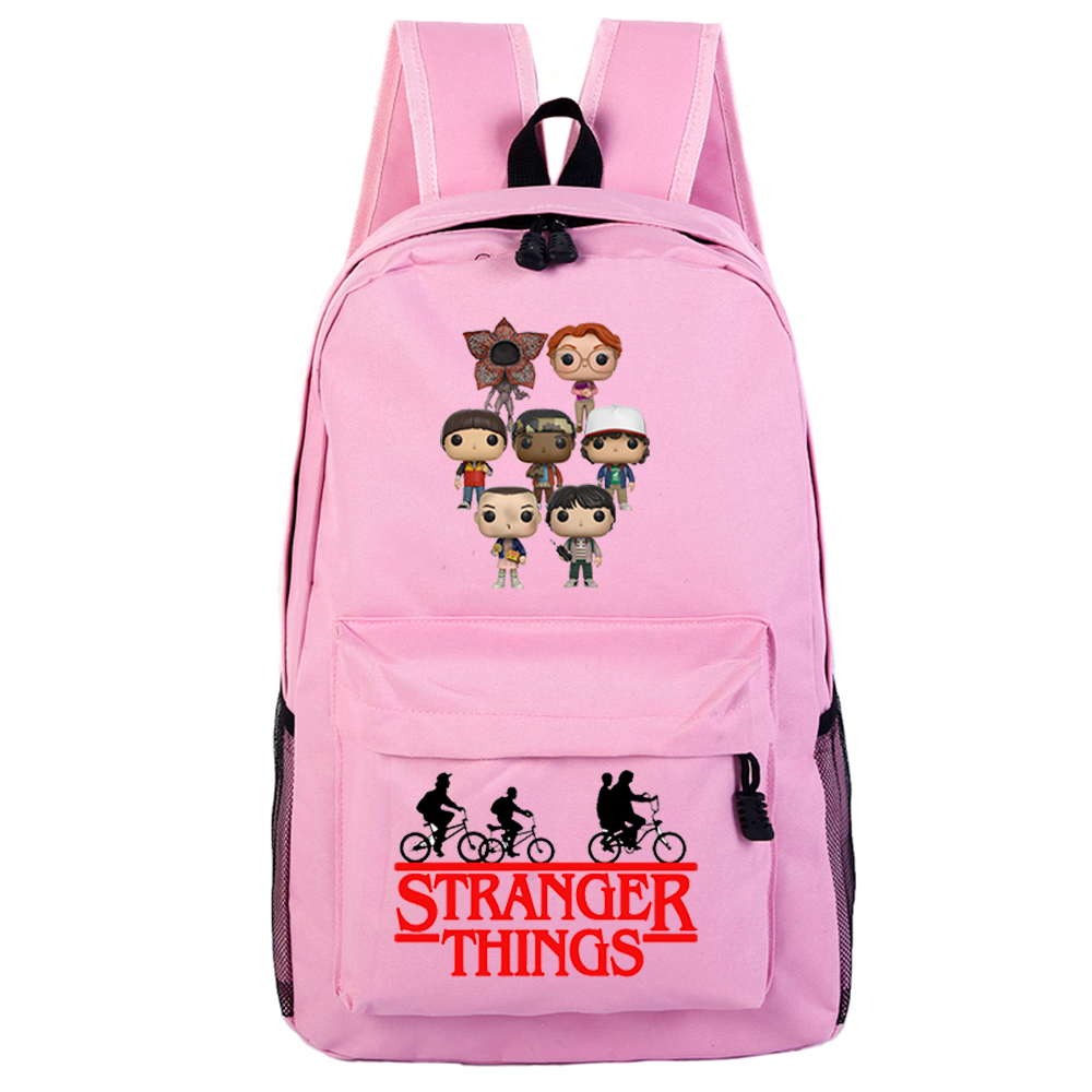 WM Stranger Things Backpack Daypack Schoolbag Pink Bag Corpse Mike ...