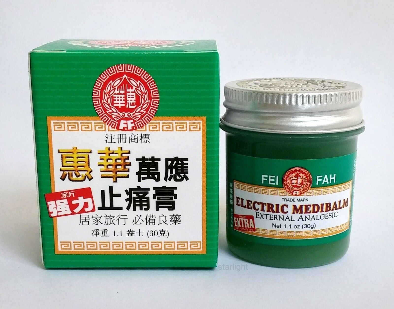 Fei Fah Extra Strength Electric Medibalm 1.1oz(30g) 新加坡制造 惠华强力万应止痛膏 1.1 ...