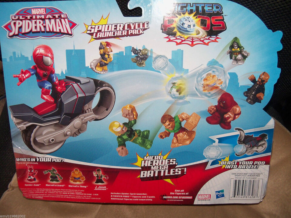 Marvel Ultimate Spider-Man Fighter Pods Spider Cycle Launcher Nick Fury ...