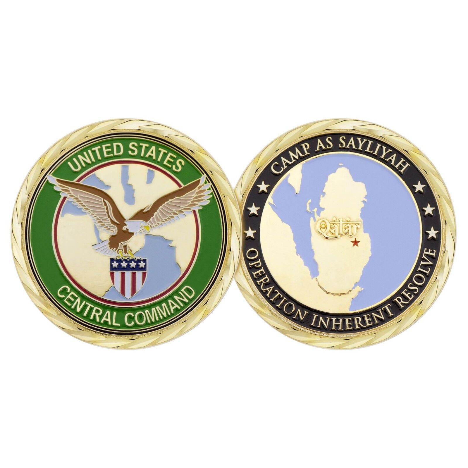 ARMY CAMP AS SAYLIYAH QATAR CENTRAL COMMAND 1.75" CHALLENGE COIN ...