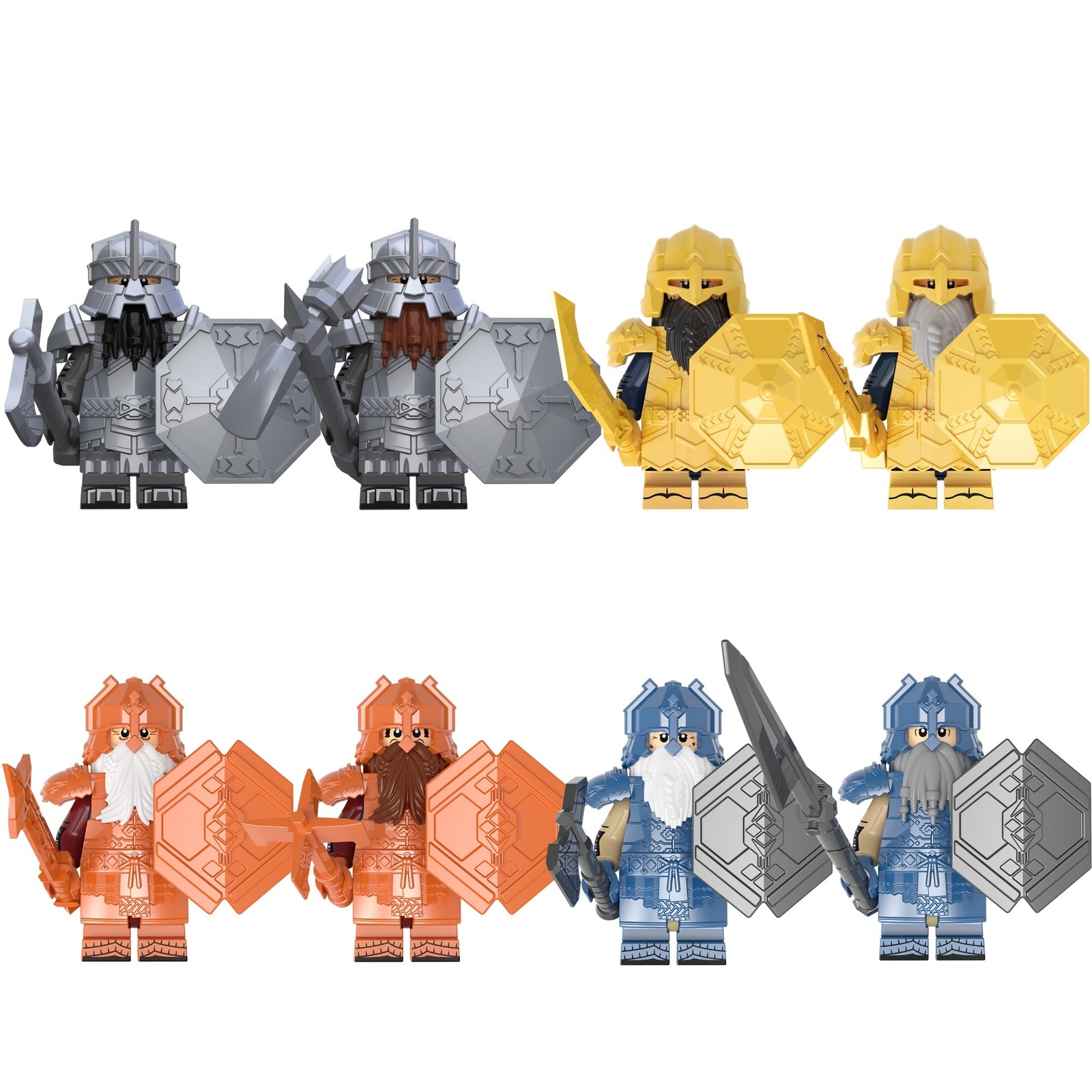 8pcs The Hobbit Erebor Dwarves Warriors Armoured Dwarf Royal Guard ...