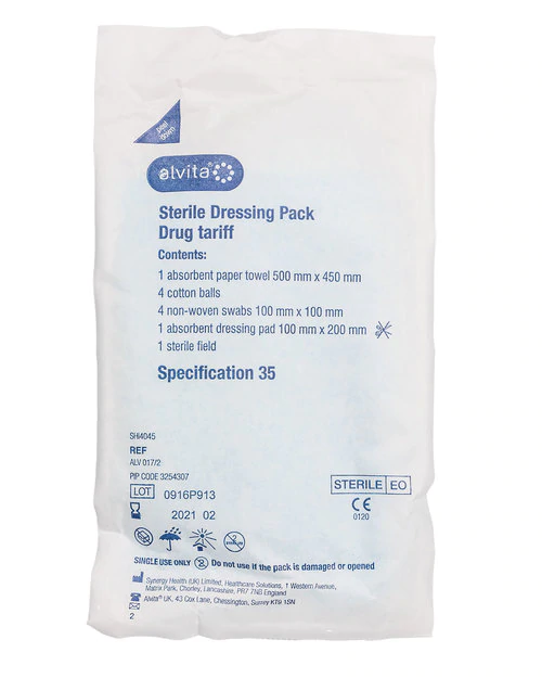 Alvita Sterile Dressing Pack Spec 35 x 12 Packs - First Aid