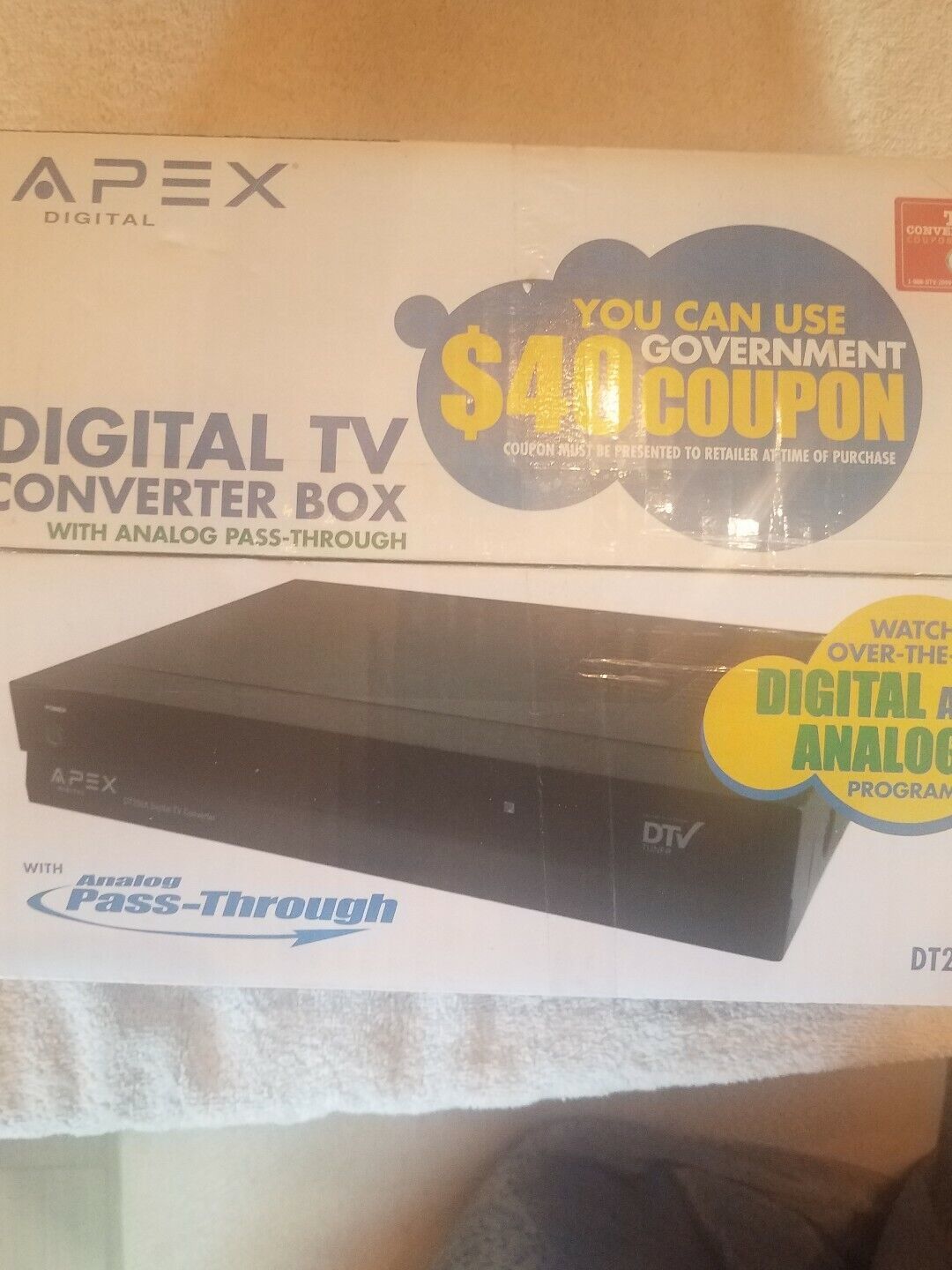 NEW APEX DT250A DIGITAL TV ANALOG PASS-THROUGH DTV CONVERTER BOX - TV ...