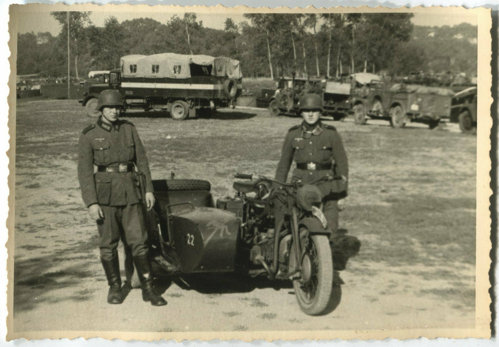 German WWII Photo Wehrmacht Soldiers & Motorcycle with Sidecar 01800 ...