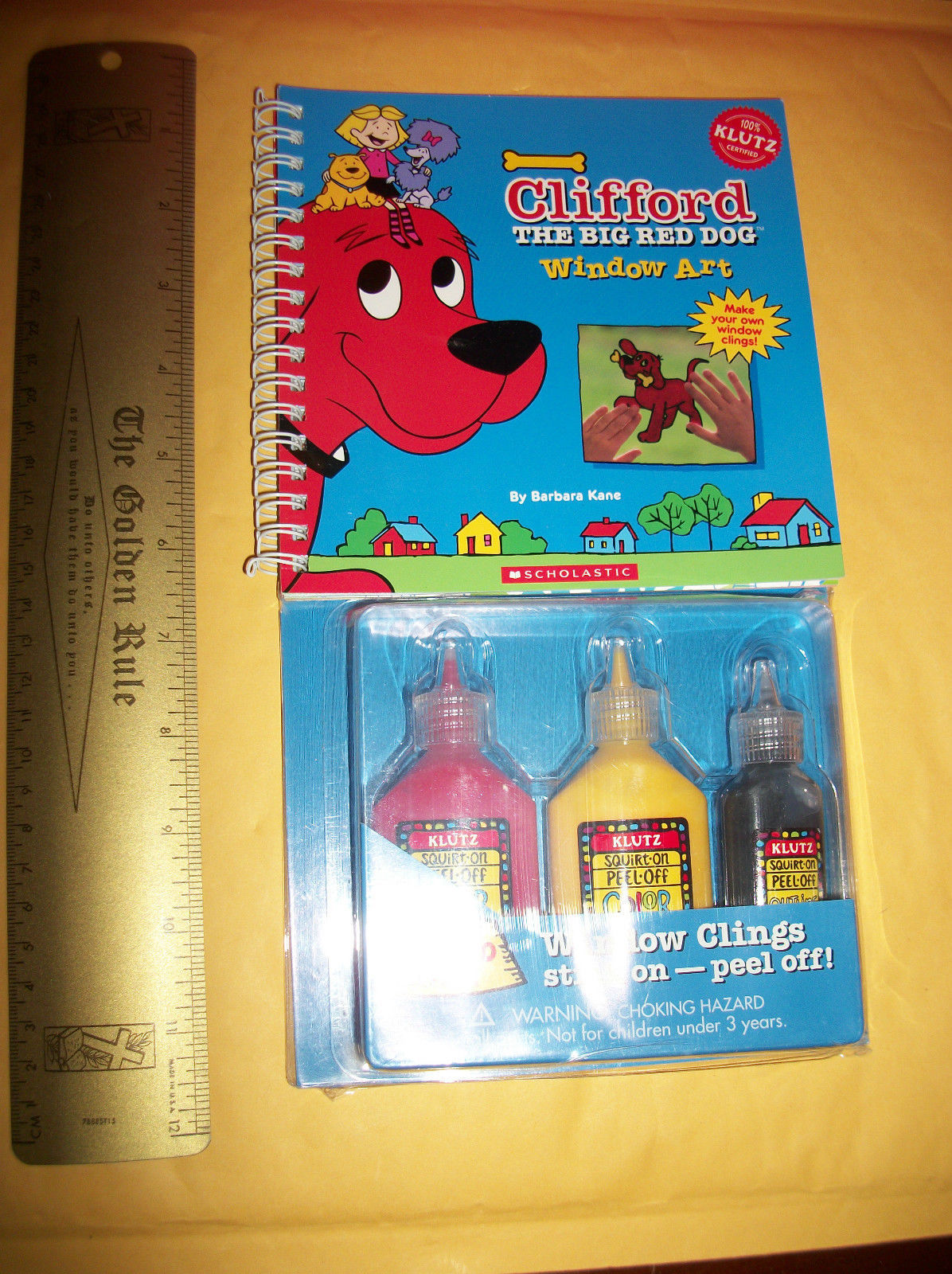 Clifford Craft Kit Paint Klutz Window Art Big Red Dog Activity Book Toy ...