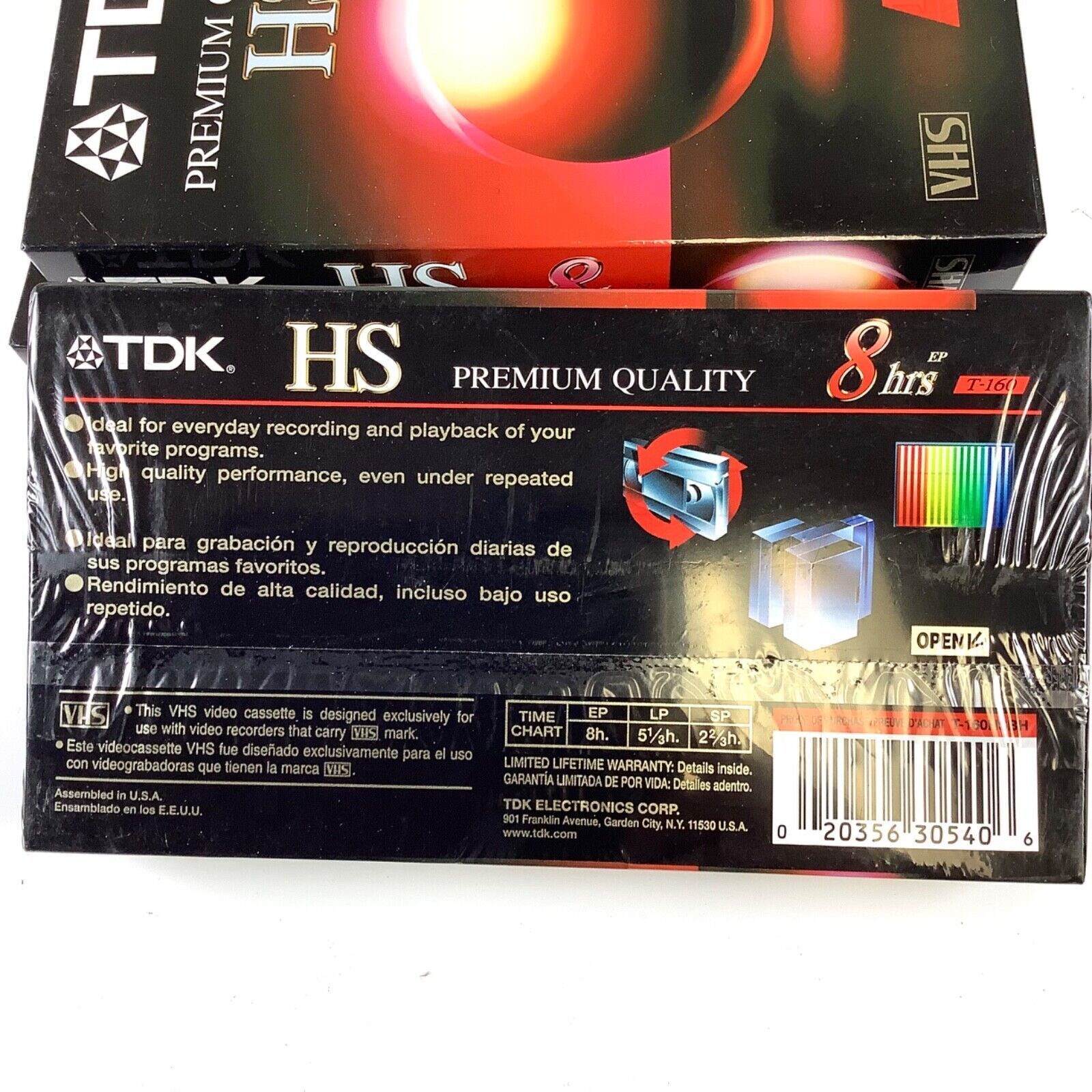 Lot of 3 TDK VHS Premium Quality HS 8hr T-160 Recording VHS Tapes Factory Sealed - VHS Video Tapes