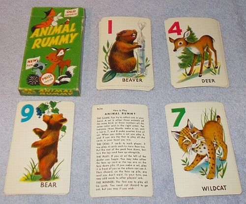 Vintage Children's Card Game Animal Rummy Complete - Card Games
