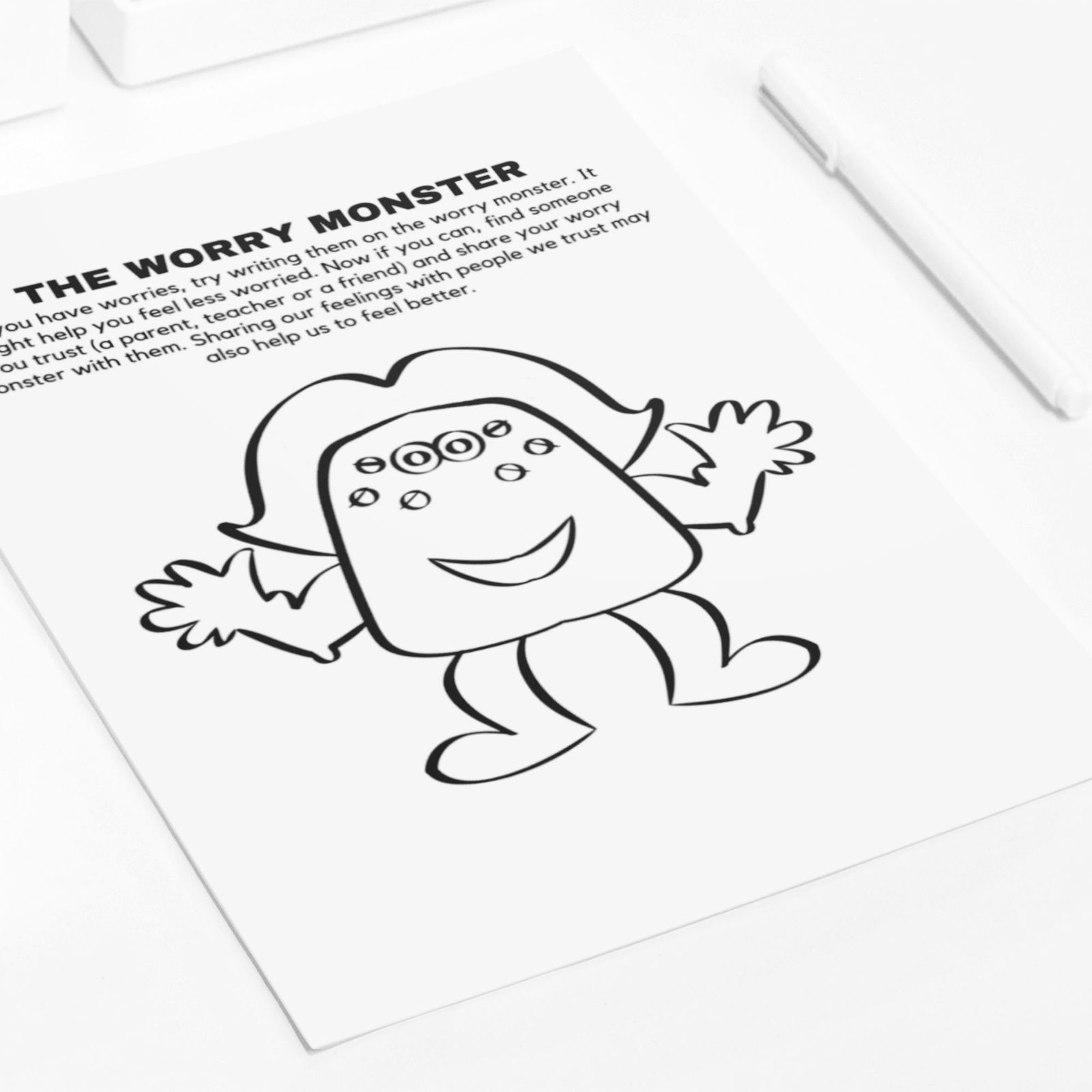 Printable Worry Monster for kids / Anxiety worksheets for children ...