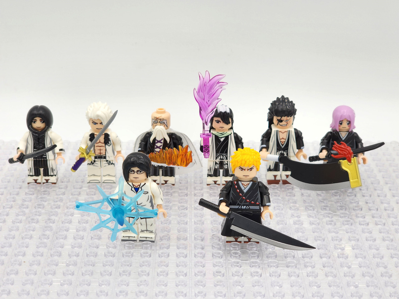 8pcs Anime Bleach Ichigo Kurosaki Retsu Kenpachi Byakuya Minifigures ...