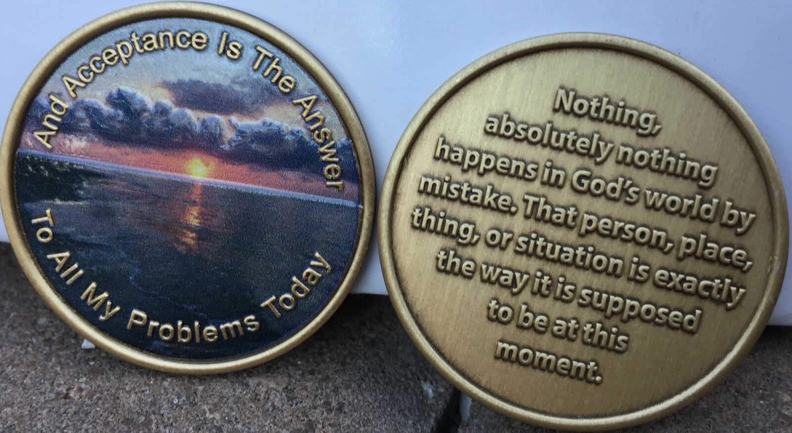 Acceptance Is The Answer Beach Sunrise Color Bronze AA Medallion Chip ...
