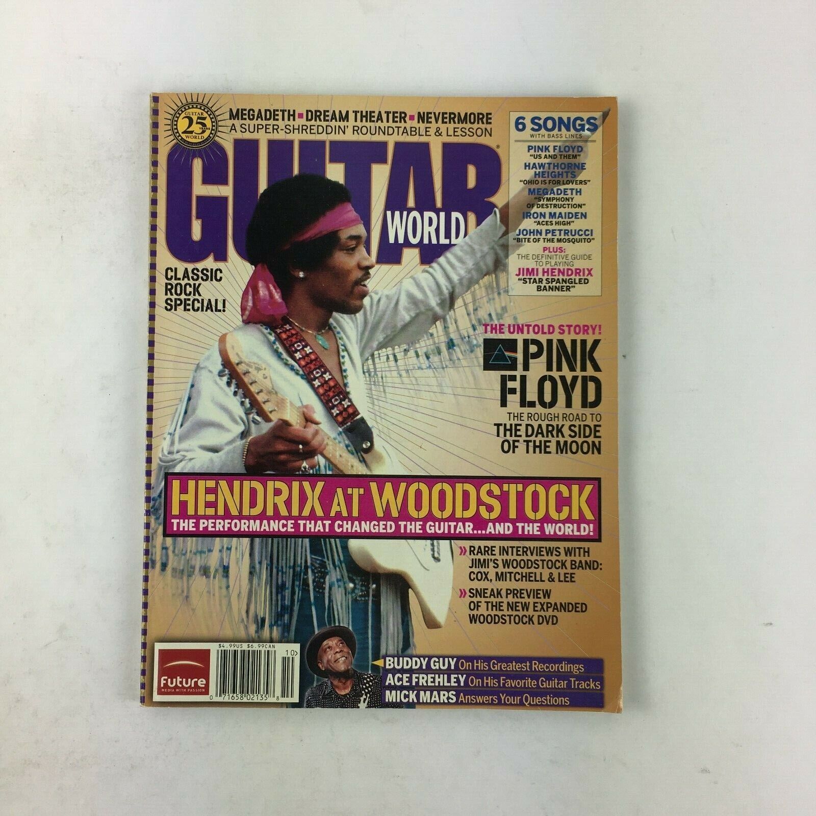 Guitar World Magazine Hendrix at Woodstock Pink Floyd Megadeth Iron ...
