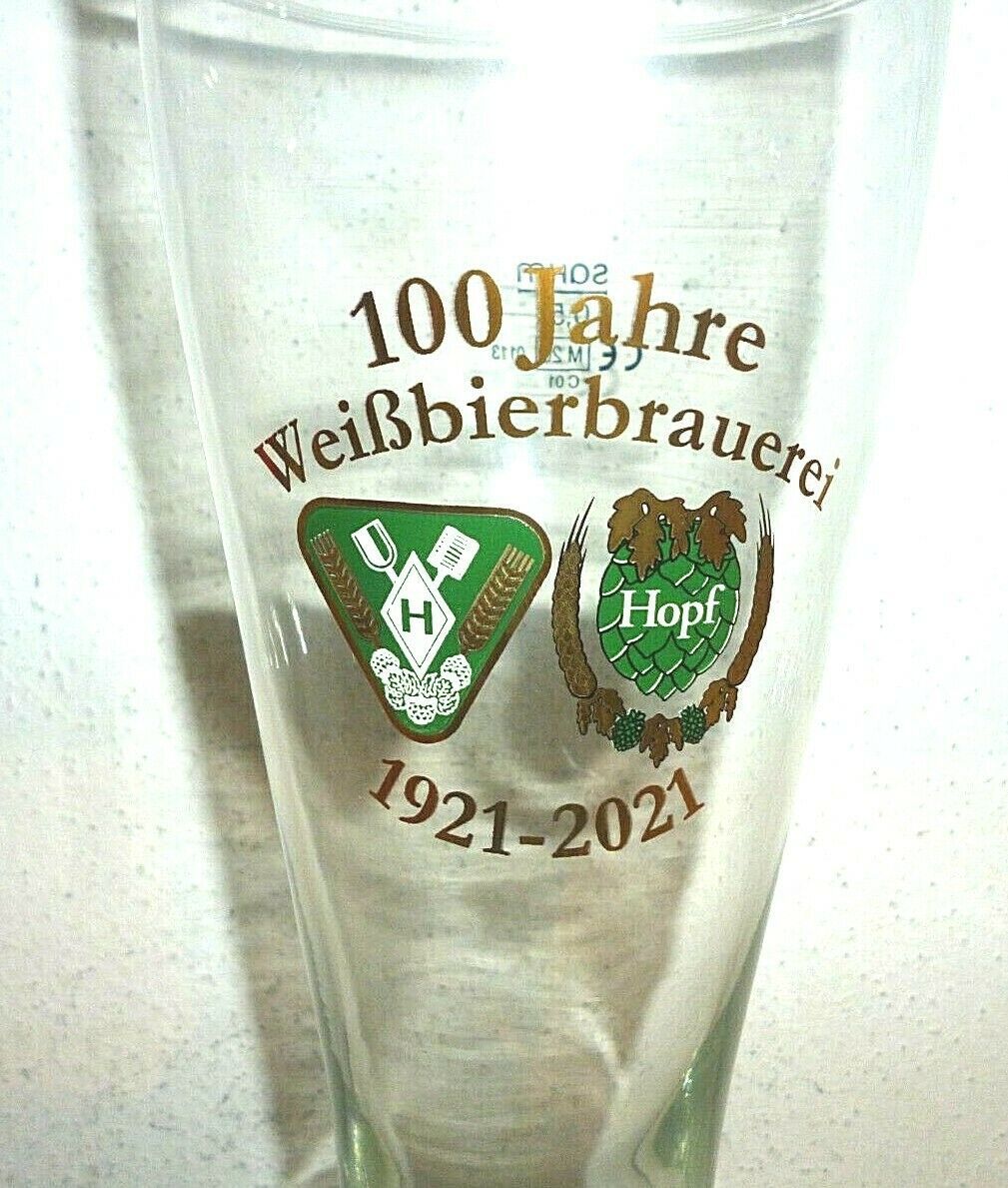 100 Years Weissbier Brauerei Hopf Miesbach Weizen German Beer Glass ...