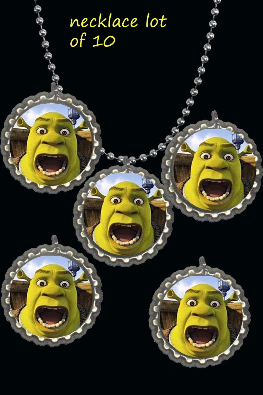 shrek theme Bottle Cap Necklaces party favors lot of 10 - Favors ...