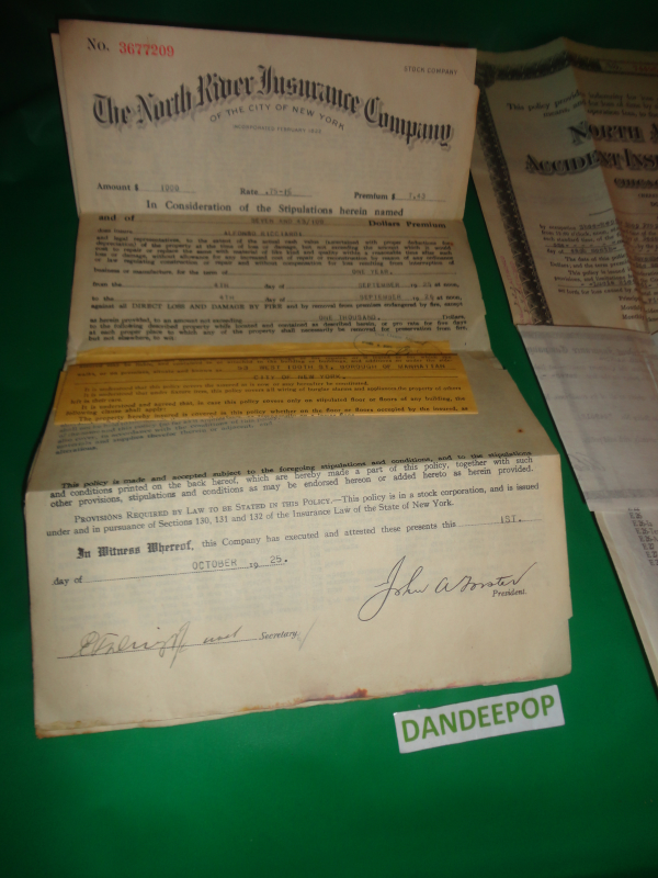 4 piece Antique Insurance Policy Paperwork Documents early 1900's NY CT ...