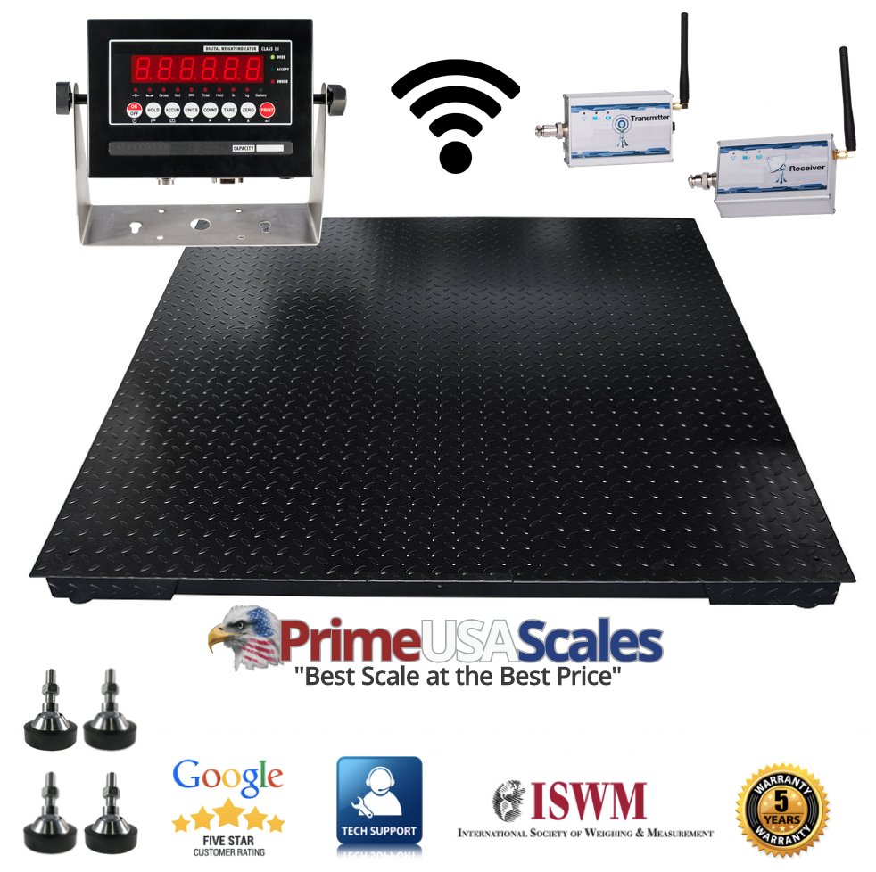 5x5 Floor Pallet Scale 60" x 60" Wireless Indicator 2,500 lb x 0.5 lb ...