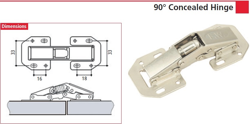 Concealed Hinge - 90 degree - Hinges
