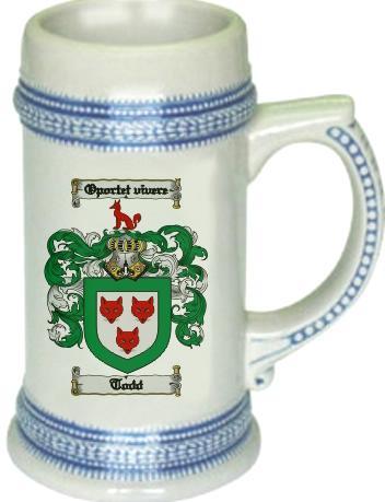 Todd Coat of Arms Stein / Family Crest Tankard Mug - Coat of Arms