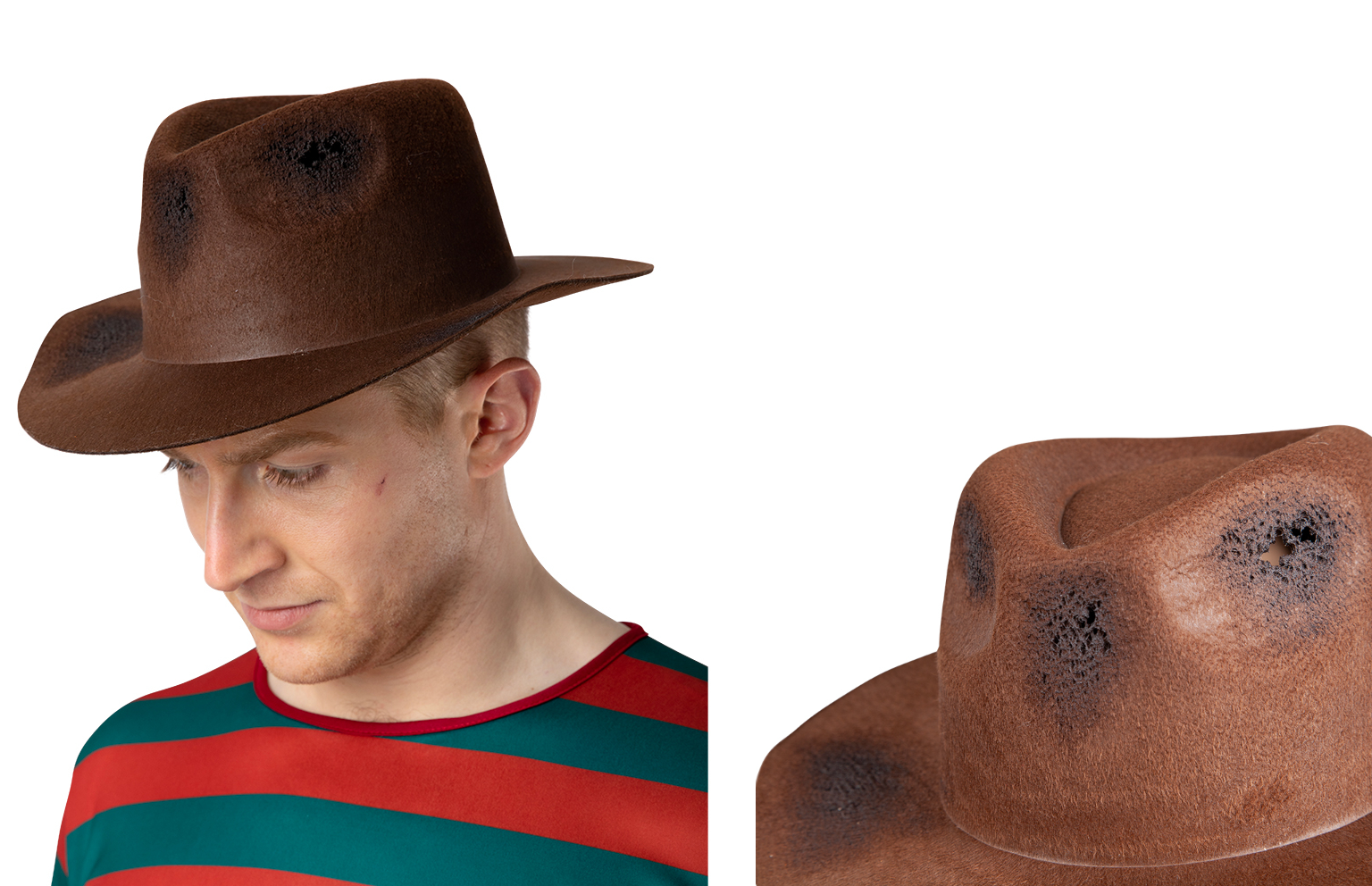Freddy Krueger Hat Serial Killer Halloween Brown Worn Look Trilby Fancy ...