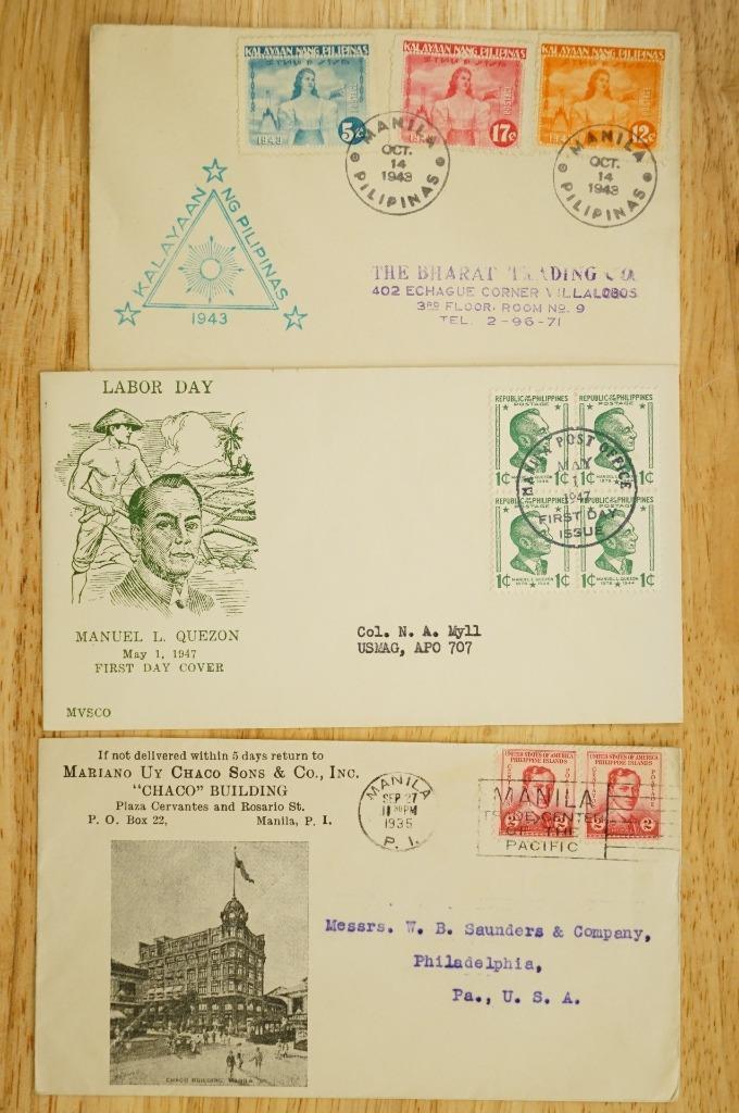 Vintage Postal History Commercial Covers 1935 Manila Philippines Chaco ...