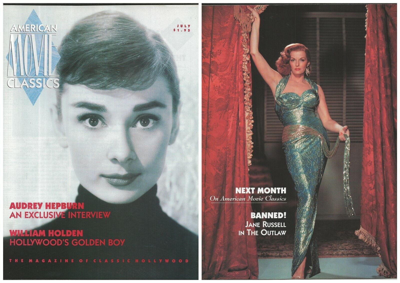 ORIGINAL Vintage July 1990 AMC Magazine Audrey Hepburn Jane Russell ...