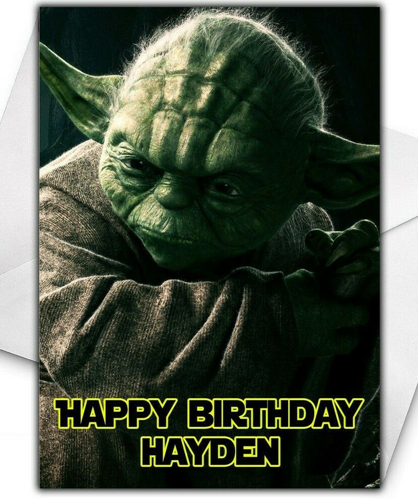 YODA Star Wars Personalised Birthday Card - YODA Star Wars Greetings ...