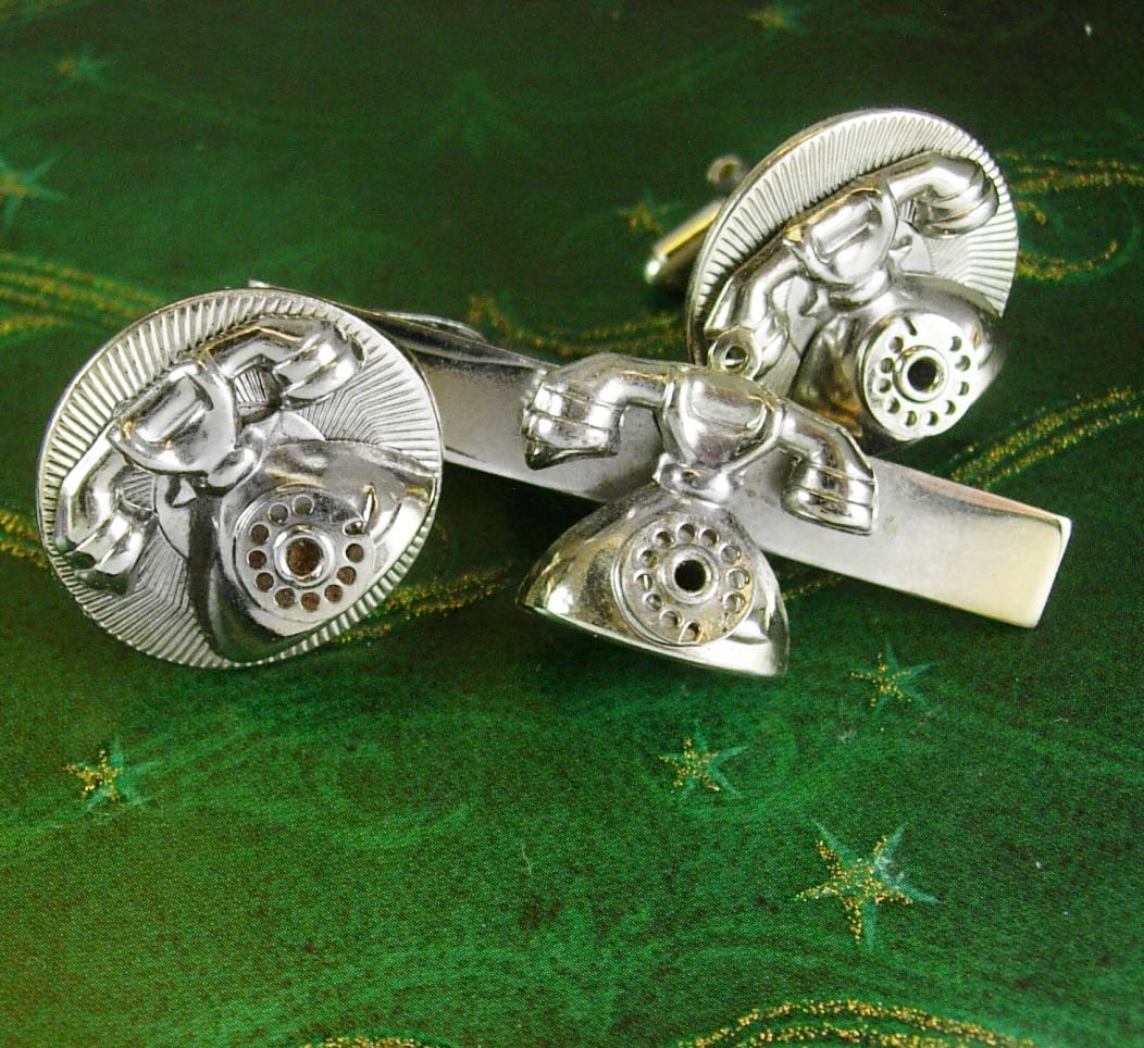 Dial really works Telephone Cufflinks mechanical Vintage Rotary Phones ...