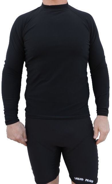 Men's Black Poly Fleece, Thermal, Long Sleeve Rash Guard, Sizes: Small ...