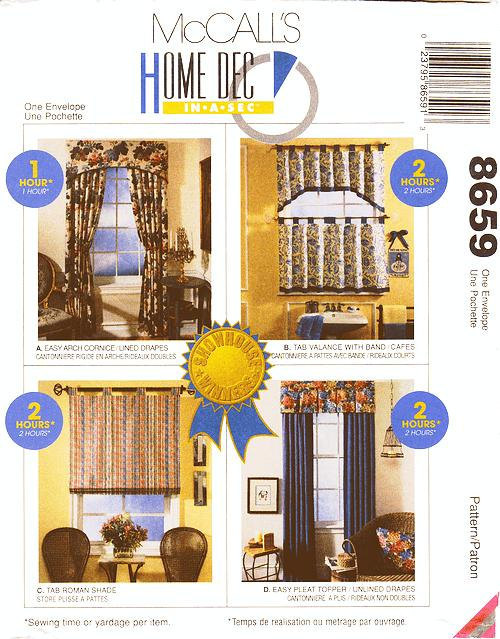 McCall's Home Decor Pattern 8659 - Window Treatments UNCUT - Sewing