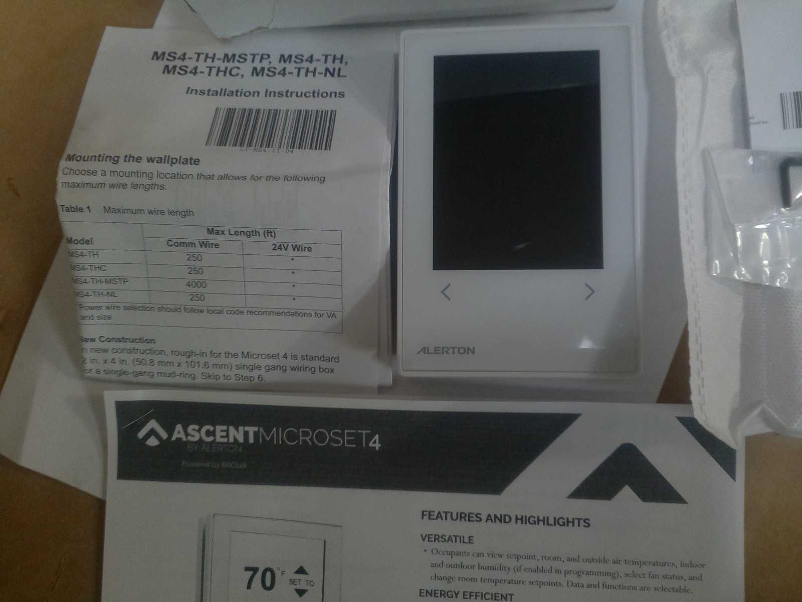 (NOB) ALERTON MS4-TH TEMPERATURE / HUMIDITY SENSOR /TOUCH SCREEN ...