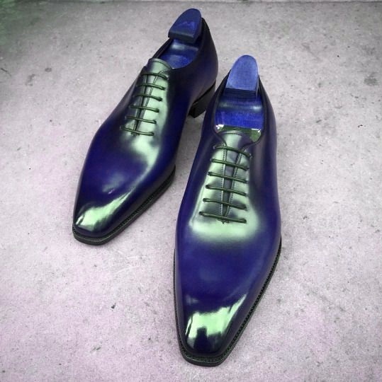 Oxfords Blue Burnished Lace Up Magnificent Men's Leather Dress Party ...