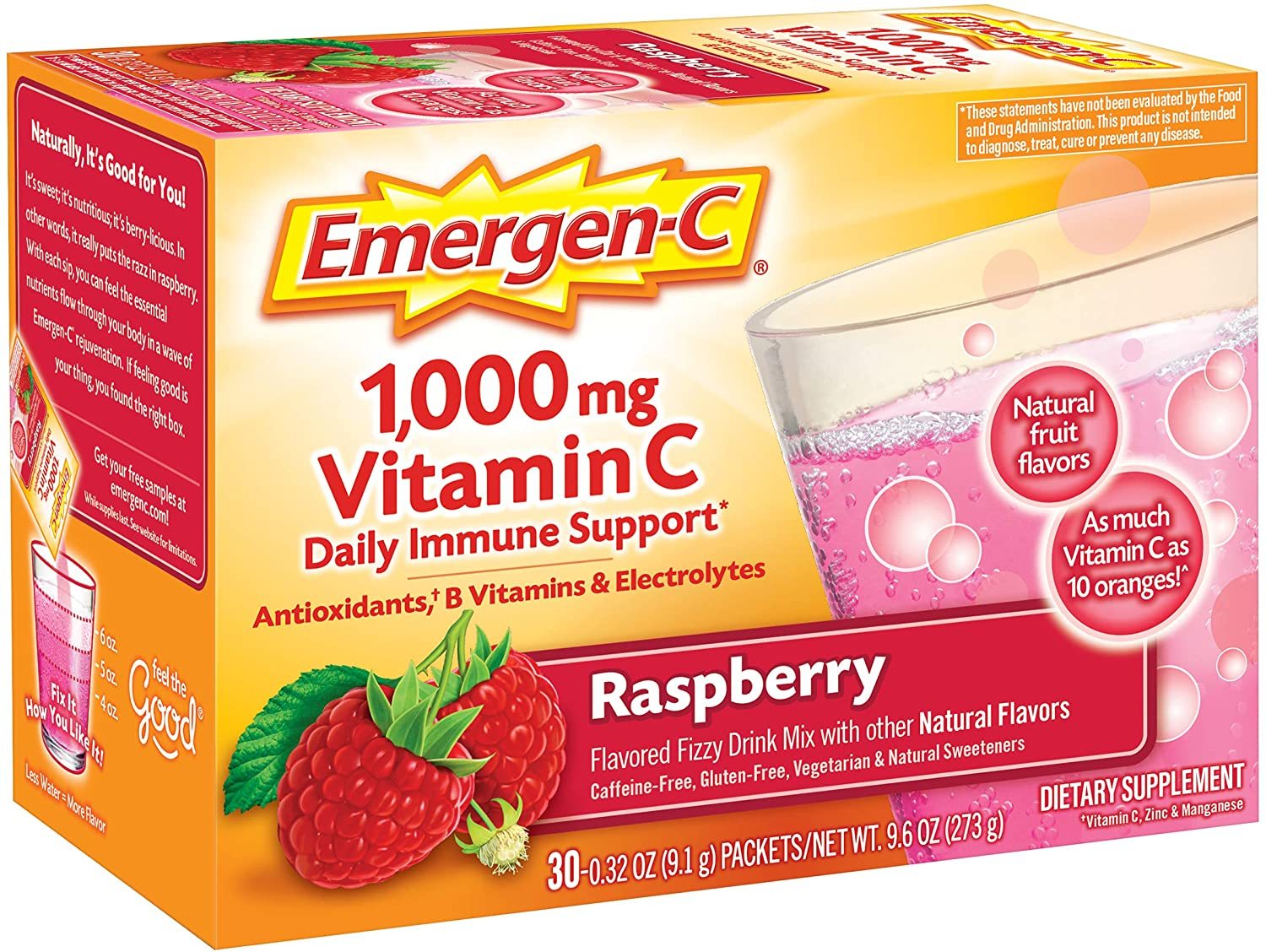 30 ct Emergen-C Vitamin C 1000mg Daily Immune Support Tangerine Orange ...