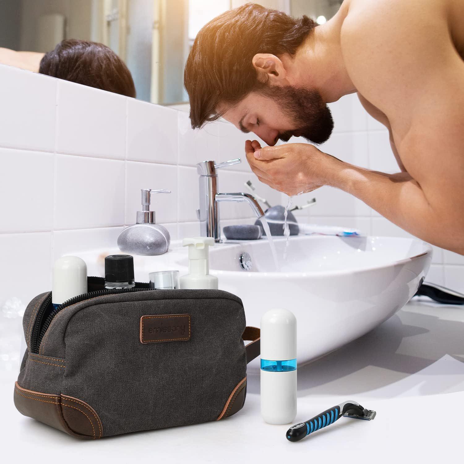 Toiletry Bag For Men, Leather And Canvas Toiletry Bags, Kit For Men ...
