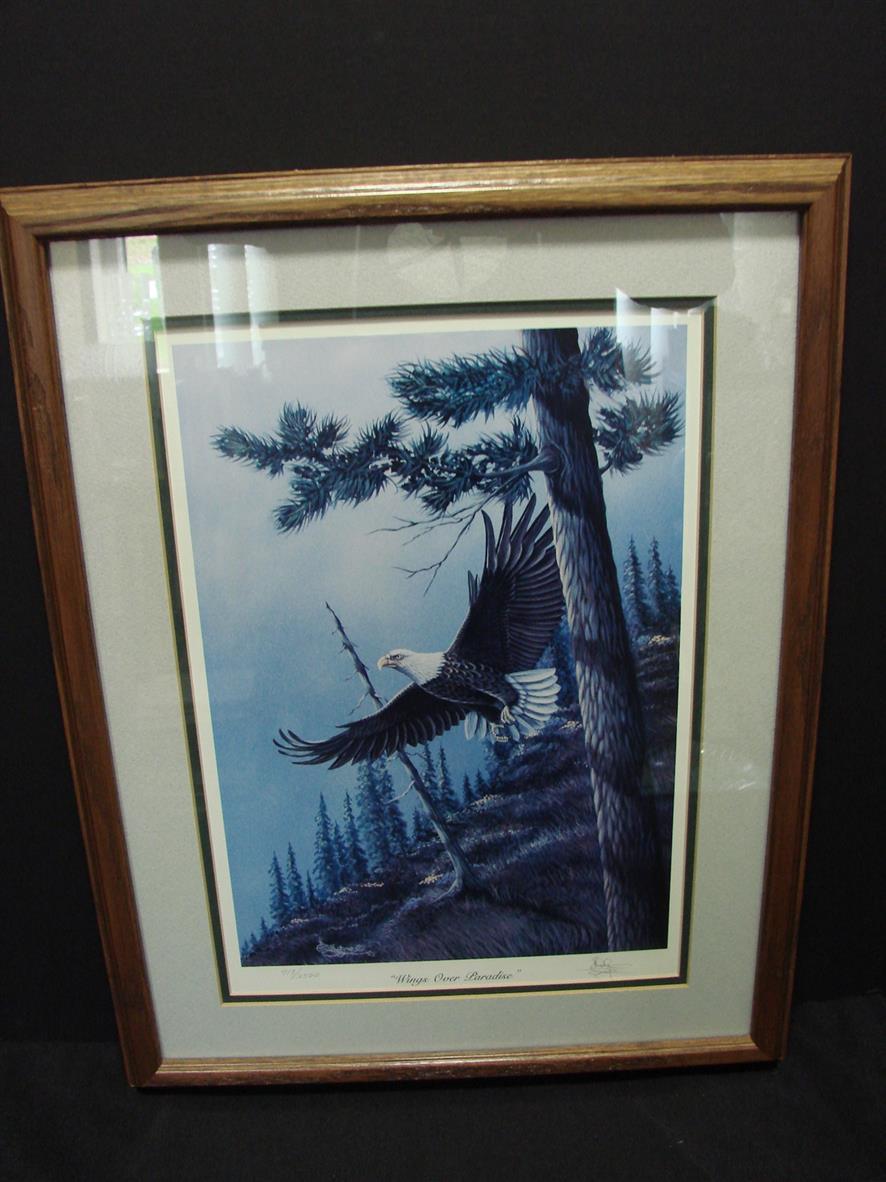Framed, Signed, Numbered Dave Constantine Print “Wings Over Paradise” (Eagle) - Art
