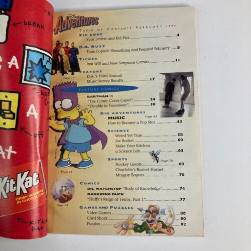 Disney Adventures Magazine February 1994 Bart and Lisa Simpson of The ...