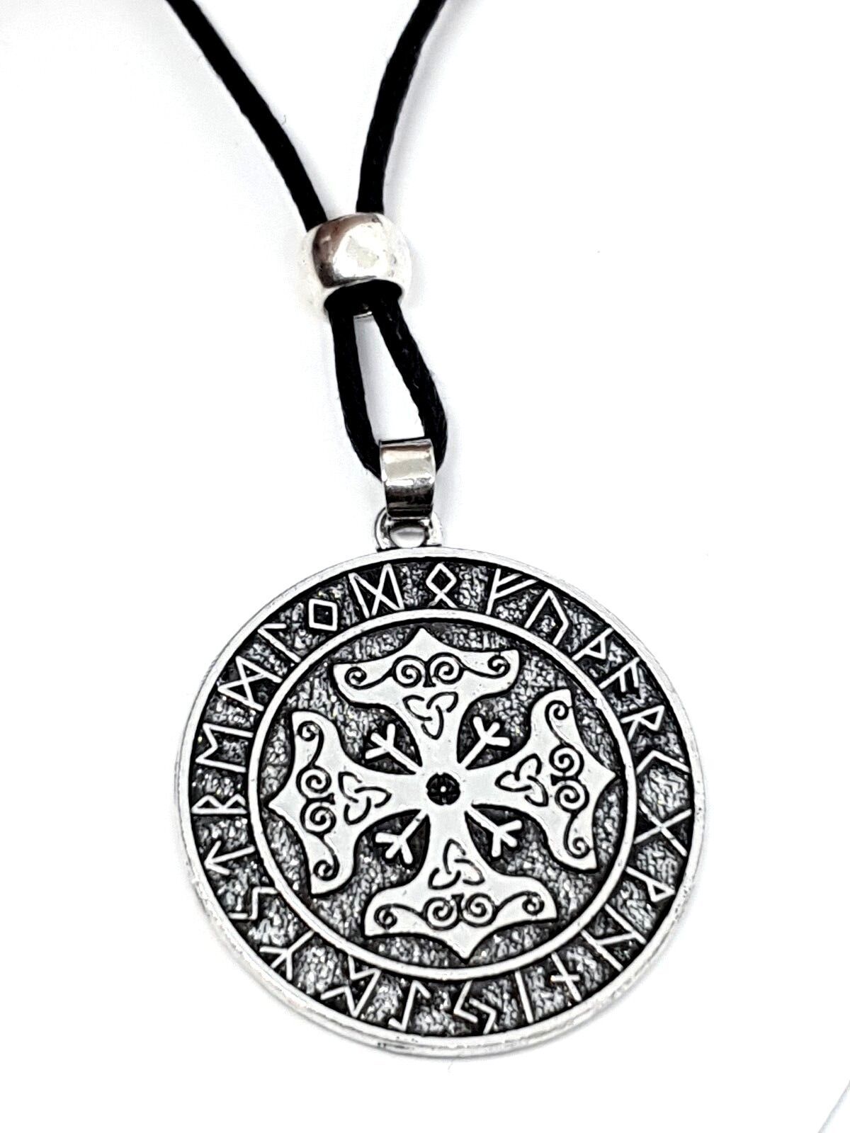 Thors Hammer Cross Necklace Pendant Rune Intuition & Decisions Corded ...
