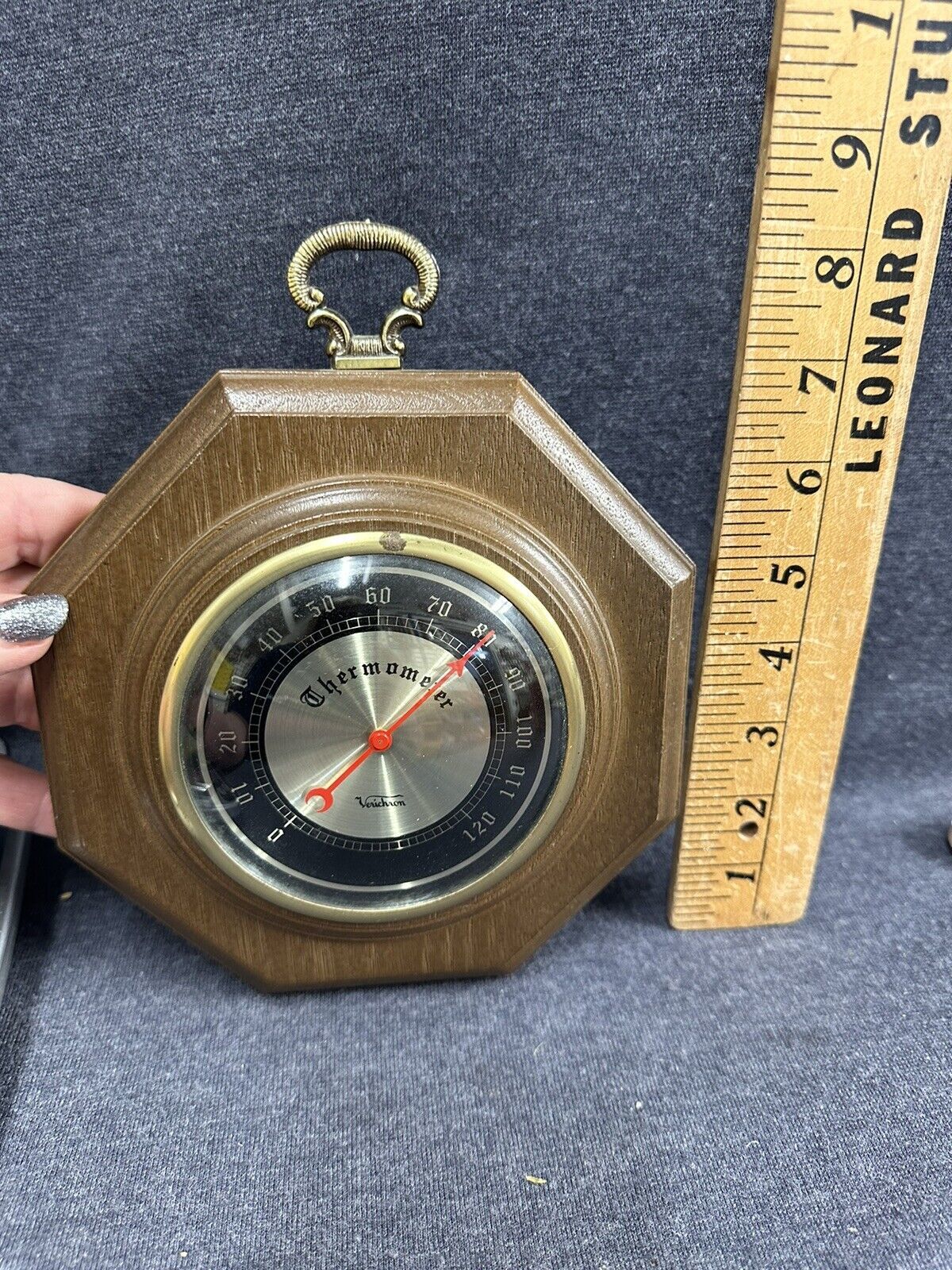 Vintage Verichron Thermometer Glass Bubble Bezel Model V16 TESTED WORKS ...